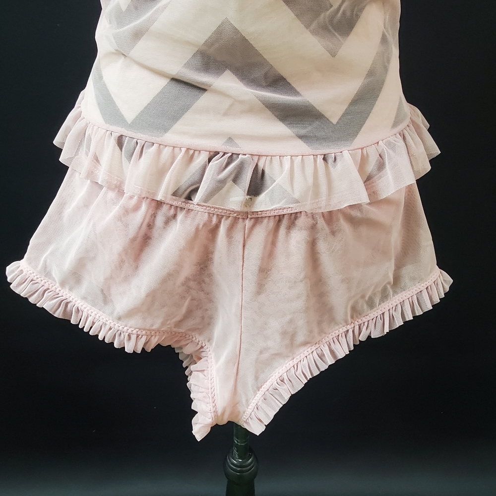 Vintage Lace Ruffle Cami And Panties Set - Gem